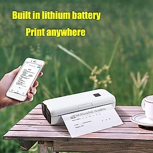 Yunseity Portable Printer, Inkless Printing, Versatile Use, BT Connection, Portable Printer for iOS and for Android, A4 Thermal Printer, Rechargeable