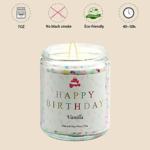 Happy Birthday Candle - Birthday Gifts for Women, Best Friend Birthday Gifts Ideas, Natural Soy Wax Vanilla Scented Candles