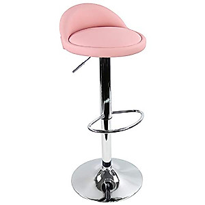 KKTONER PU Leather Round Bar Stool with Back Rest Height Adjustable Swivel Pub Chair Home Kitchen Bar stools Backless Stool with Footrest (Pink)