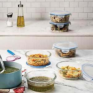 Superior Glass Meal-Prep Pasta Containers - 3-pack (32oz) Newly Innovated Hinged BPA-Free Locking Lids - 100% Leakproof Glass Food-Storage Containers, Great On-the-Go, Freezer-to-Oven Safe Containers