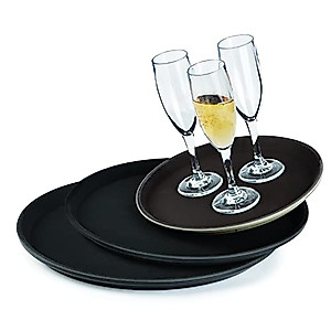 G.E.T. NS-1600-BR BPA-Free Non-Slip Plastic Round Serving Tray, 16", Brown