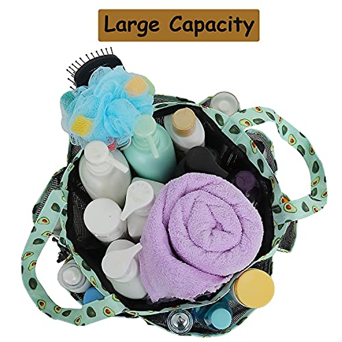 Mesh Shower Caddy Tote for College Dorm Room Essentials, Hanging Large Portable Shower Tote Bag Toiletry Organizer with Key Hook for Bathroom Accessories(nyg)