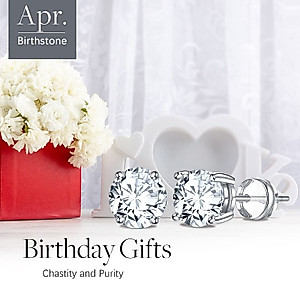 Ursilver Topaz Earrings for Women - Sterling Silver Birthstone Earrings 0.8CT White Topaz Diamond Birthstone Stud Earrings Birthday April Birthstone Jewelrys Gifts for Women