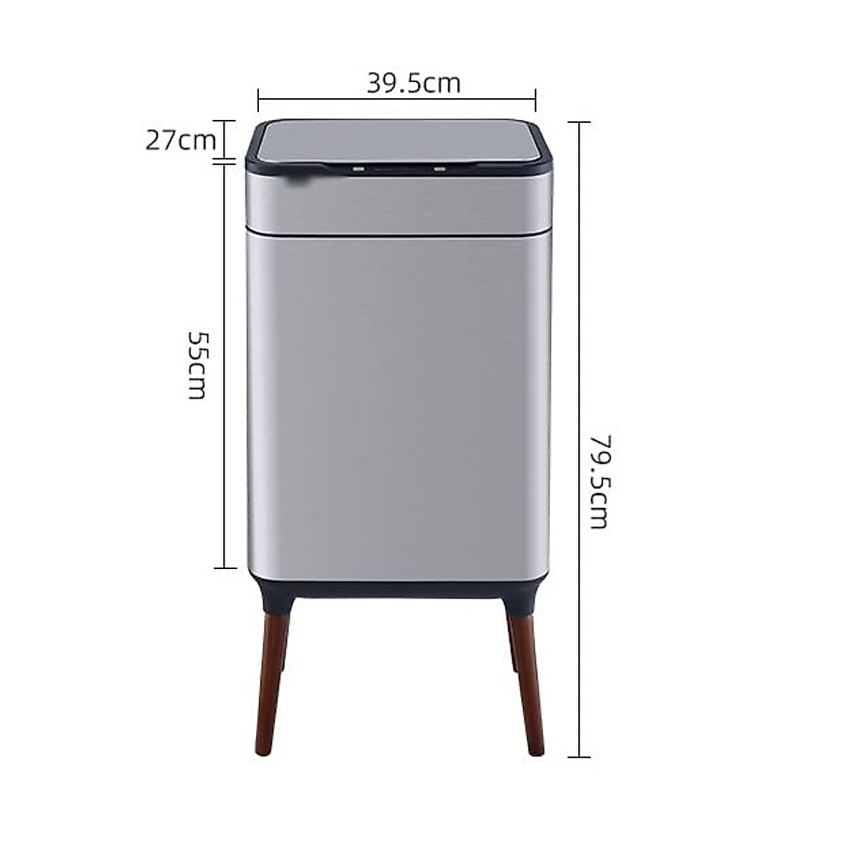 GENIGW Smart Sensor Trash Can Stainless Steel Rectangle Trash Bin High Foot Rubbish Bin Kitchen Sorting Garbage Can Automatic Waste Bin