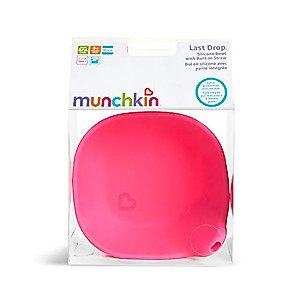 Munchkin Last Drop Silicone Toddler Bowl with Built-In Straw, Pink