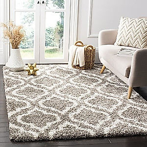 SAFAVIEH Hudson Shag Collection Accent Rug - 4' x 6', Grey & Ivory, Moroccan Design, Non-Shedding & Easy Care, 2-inch Thick Ideal for High Traffic Areas in Entryway, Living Room, Bedroom (SGH284B)