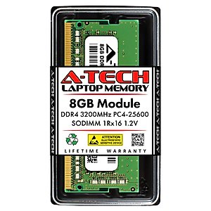 A-Tech 8GB RAM Replacement for Kingston KCP432SS6/8 | DDR4 3200MHz PC4-25600 (PC4-3200AA) 1Rx16 1.2V Non-ECC SODIMM 260-Pin Memory Module
