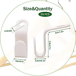 Coitak 20 PCS Clothes Hanger Connector Hooks, Mini Cascading Hanger Hooks Extender Clips, Space Saver Plastic Hangers Closet Organizer, White