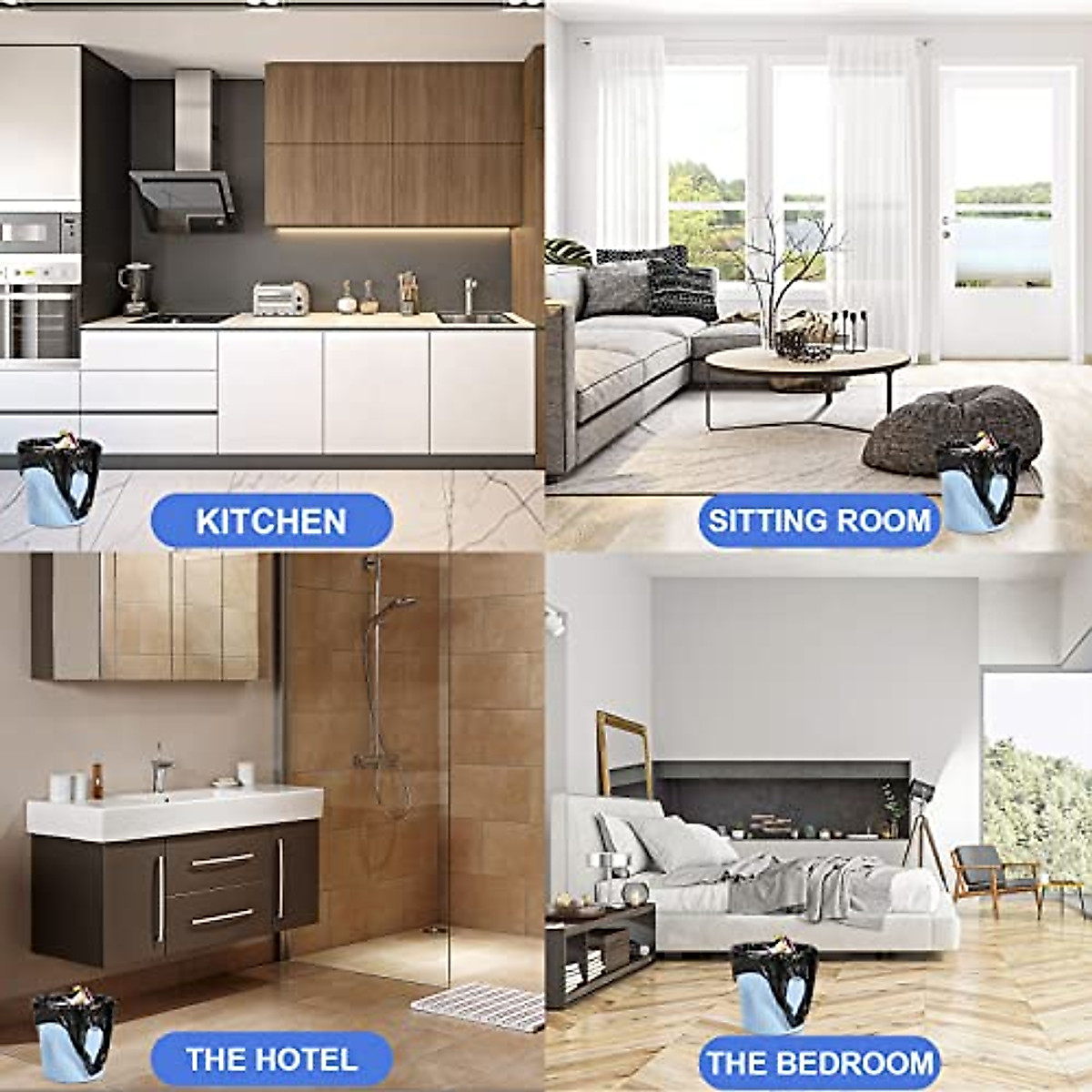 4 Gallon Trash Bags 100 Counts Handle Garbage Bags Trash Can liners Bathroom, Bedroom, Office, Car, Home Waste Bin Plastic Trash Can Liners