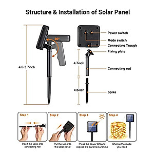 Flacchi Solar Fairy Lights Outdoor Waterproof - 2 Pack 39 ft 100 LED 8 Modes Solar String Lights for Patio Garden Yard Party Wedding Warm White