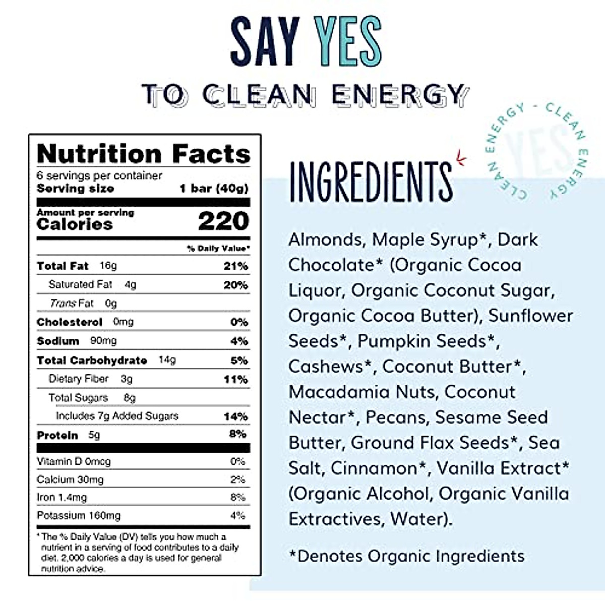 The YES Bar – Dark Chocolate Chip – Plant Based Protein, Decadent Snack Bar – Vegan, Paleo, Gluten Free, Dairy Free, Low Sugar, Healthy Snack, Breakfast, Low Carb, Keto Friendly (Pack of 6)