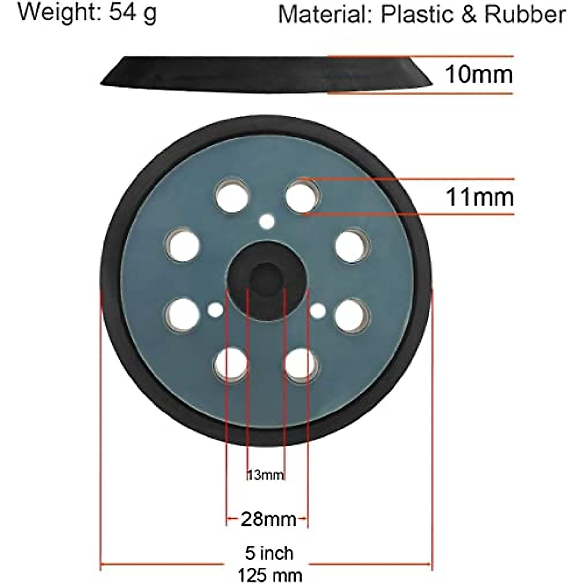 5 Inch 8 Hole Hook and Loop Replacement Sander Pad for Makita BO5010, BO5030, BO5031, BO5041, XOB01 Random Orbital Sanders