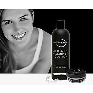 Steraligner® Aligner Tray Cleaning Solution | 16oz Bottle with Marked Cleaning Tray | Improves Dental Hygiene, Reduces Tartar, Removes Plaque | Healthier Teeth and Gums 2 Bottle Pack with Tray