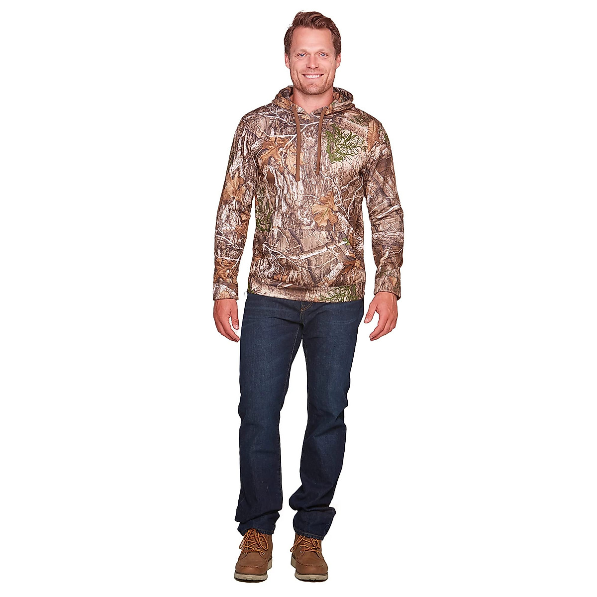 Colosseum Realtree Men's Essential Camo Lightweight Performance Pullover Hoodie (RT Edge, Medium)