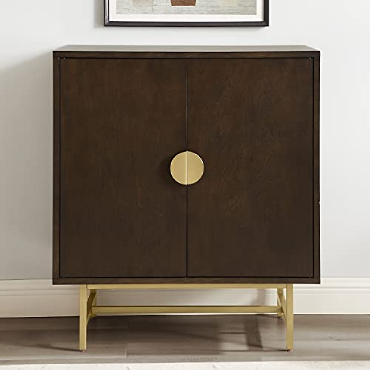 Crosley Furniture Blair Bar Cabinet, Dark Brown/Gold