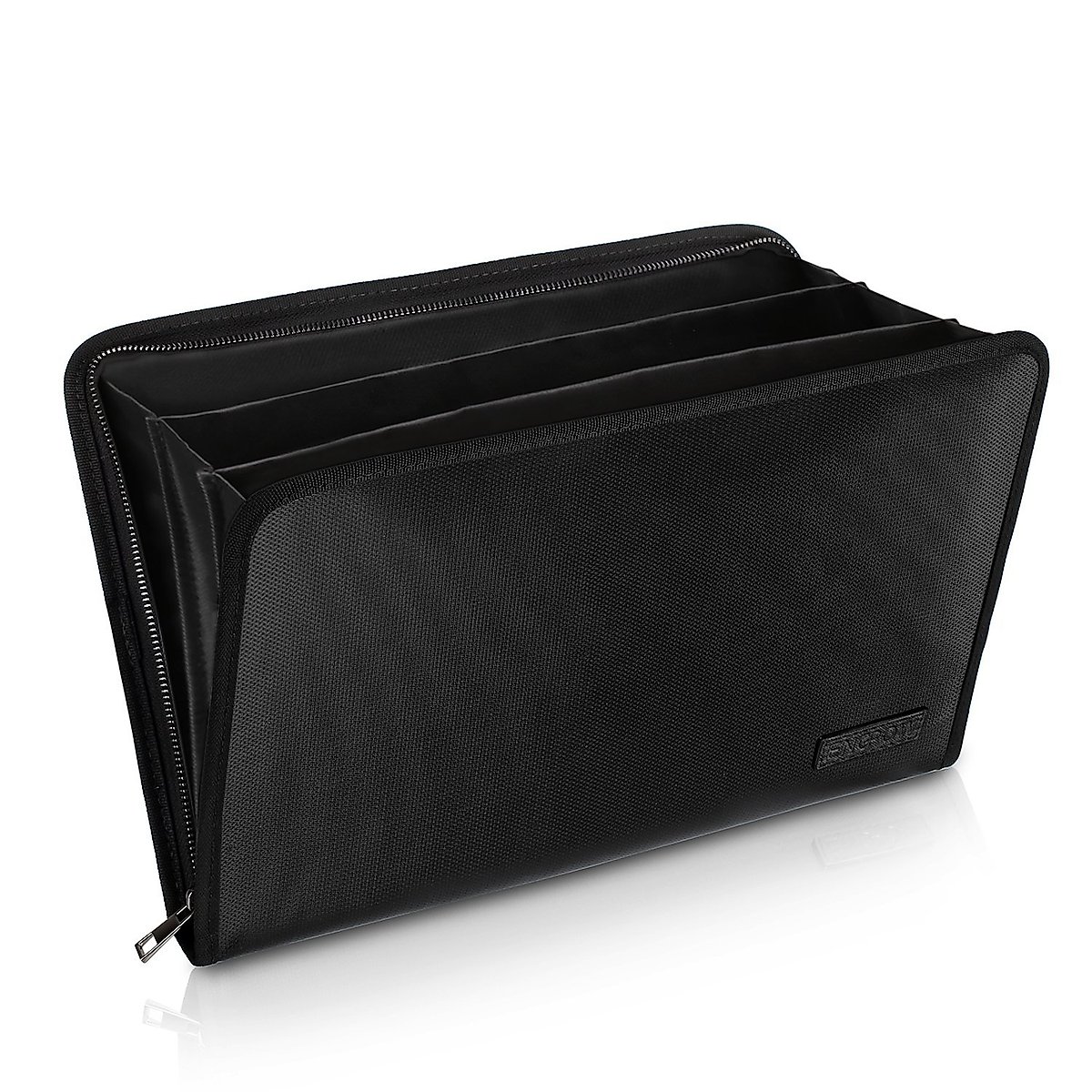 Expanding File Folder Important Document Organizer Fireproof & Waterproof Document Bag with A4 Size 3 Pockets Zipper Closure Non-Itchy Silicone Coated Portable Filing Wallet Pouch(14.3inx9.8inx1.6in)