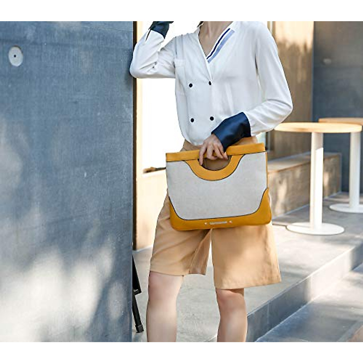 MKF Crossbody Bag for Women – PU Leather Lady Pocketbook Handbag – Side Messenger Purse, Shoulder Chain Strap Mustard