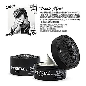 IMMORTAL NYC Hair Styling Pomade - Iconic Man, Flexible Medium Hold, Low Shine Pomade - Mens Water Based, No Residue Hair Balm - All Natural Pomade Cream for All Hair Types