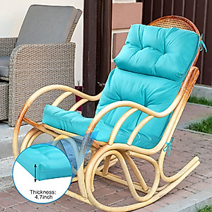 Mixweer 6 Pack Outdoor/Indoor High Back Chair Cushion Waterproof Rocking Chair Pads Tufted Seat/Back Chair Cushion Weather Resistant Adirondack Chair Cushions for Outdoor Patio Furniture (Blue)