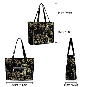 Womens Handbag Gold Bird Crane Tree Leather Tote Bag Top Handle Satchel Bags For Lady