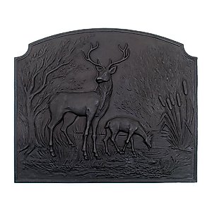 Minuteman International Deer Cast Iron Fireback, Black