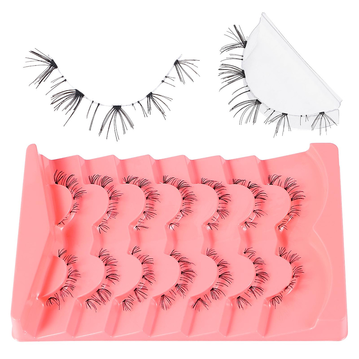 outopen 7 Pairs Bottom Lashes Clear Band Wispy Natural Look Lashes Japanese Manga Style Spiky Anime Lower Lashes Dramatic DIY Cosplay Bottom Eyelashes Reusable (A03)