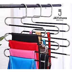 3 Packs Pants Hanger S-Shaped S-Type Space Saving Pants Non-Slip Hangers Trouser Hangers Stainless Steel Multi Layer Multifunctional Pant Hangers Closet Storage for Jeans Shirts for Scarfs Ties