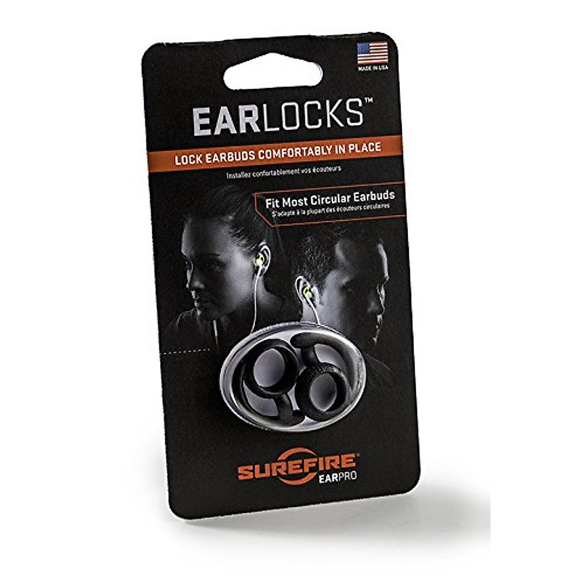 EarLocks for round earbuds – Compatible with iPhone 3G/4S, Skullcandy, JVC and other circular earbuds, Black
