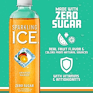 Sparkling Ice, Orange Mango Sparkling Water, Zero Sugar Flavored Water, with Vitamins and Antioxidants, Low Calorie Beverage, 17 fl oz Bottles (Pack of 12)
