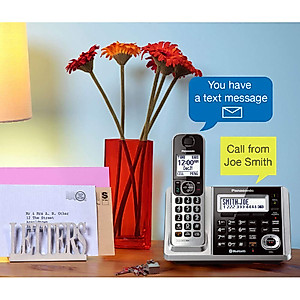 Panasonic KX-TG833SK Link2Cell Bluetooth with Talking Caller ID 3 Handset Cordless Phone (Renewed)