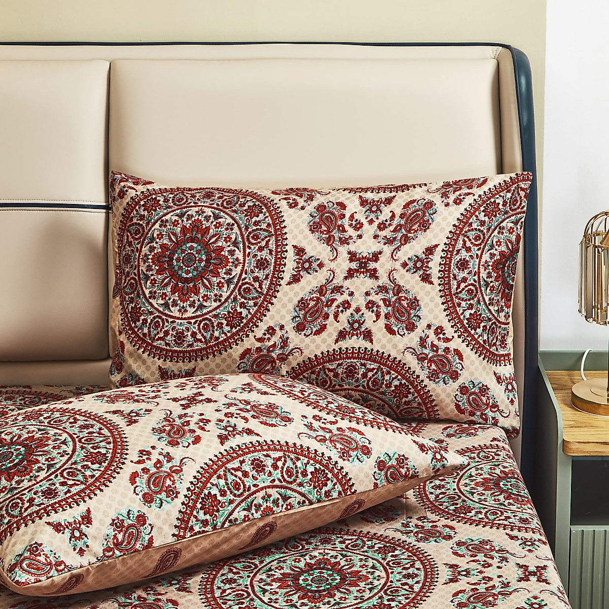 Tache Duvet Cover King Size Paisley Bohemian Boho Chic Medallion Mandala Boteh Reversible Duvet Cover, King