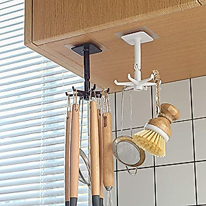 360° Rotating Folding Hook,Self-Adhesive 180°Vertical Flip Waterproof Utility Hook for Home Kitchen Bathroom Towel Office Sticky Wall Hook, Damage-Free No Drilling (White)