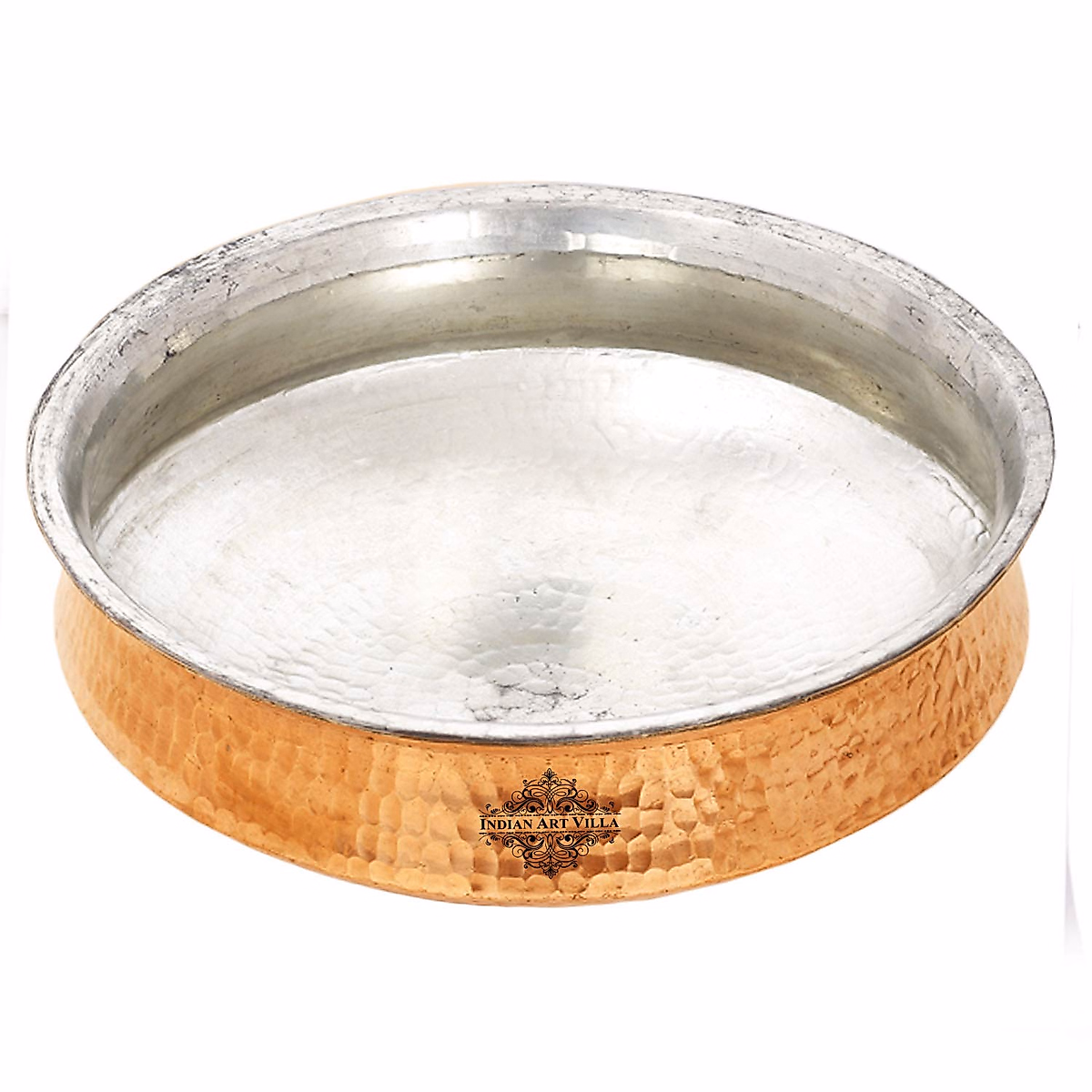 Indian Art Villa Copper Hammered Lagan Handi Chaffing Dish Pan With Tin Lining, Cookware & Serveware, Capacity -6 Liter, Hyderabadi Dum Biryani Rice and Veg/Nonveg
