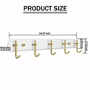 Mndstek Coat Rack Wall Mount, Small Leather Wall Hooks, Coat Hooks with 5 Hooks, Entryway Hanging Coat Rack Hat Racks Hooks for Bathroom, Bedroom, Closet Room