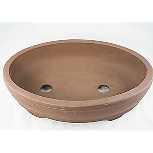 Calibonsai Oval Yixing Zisha Bonsai/Succulent Pot + Mesh 16 inch x 13 inch x 3.75 inch - Brown
