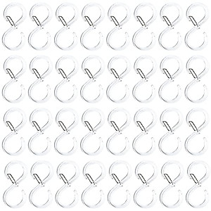 S Hooks with Safety Buckle for Hanging, Anti-Drop S Shaped Hooks, Heavy Duty Rustproof S Hangers for Kitchen Utensil, Closet Rod, Bathroom (32, Clear)