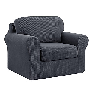 SUBRTEX 3 Pieces Stretch Sofa Slipcover Sets Couch Cover Sets Backrest Cushion Covers Furniture Protector Collection Set for Oversize Sofa Loveseat Chair Slip Covers(Small, Gray)