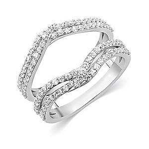 DivaJewel Round Cut White Diamond 925 Sterling Silver 14K White Gold Finish Diamond Wedding Enhancer Ring Guard Wrap for Women's