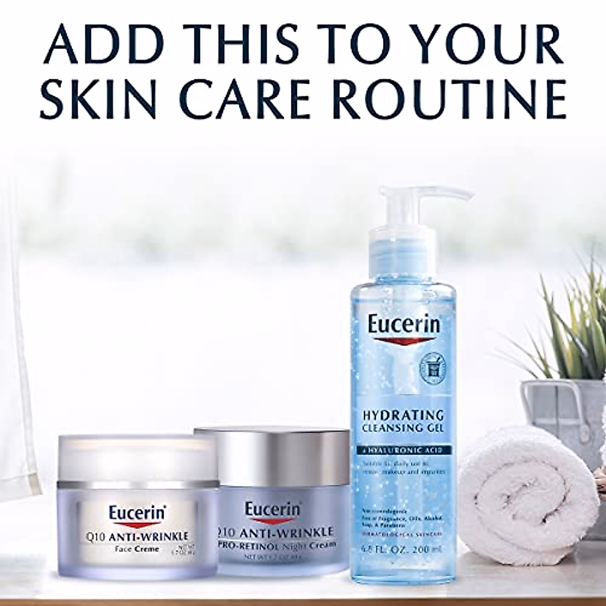 Eucerin Hydrating Cleansing Gel, Daily Facial Cleanser Formulated with Hyaluronic Acid, 6.8 Fl Oz