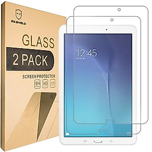 Mr.Shield [2-PACK] Designed For Samsung Galaxy Tab E 9.6 Inch [Tempered Glass] Screen Protector [0.3mm Ultra Thin 9H Hardness 2.5D Round Edge] with Lifetime Replacement