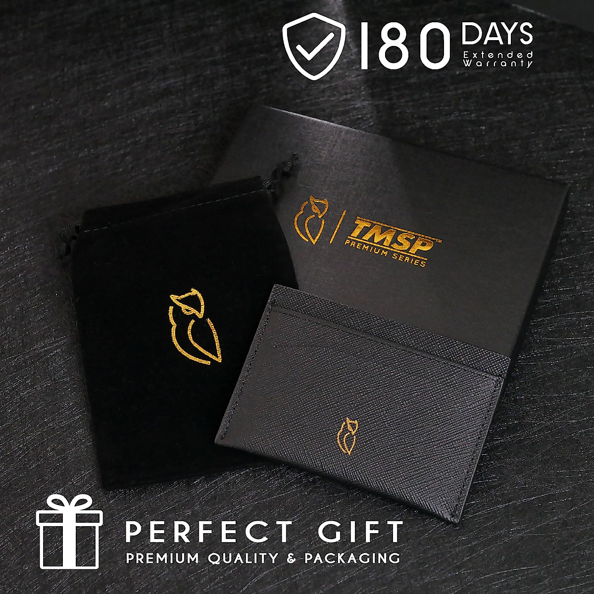 TMSP RFID Wallet for Men - Real Saffiano Leather Business Card Holder Wallet for Men - RFID Blocking Wallet - Credit Card Holder for Men - Minimalist Wallet for Men - Leather Card Holder