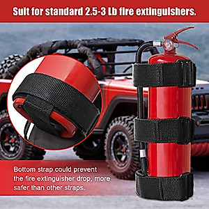 Luxiv Fire Extinguisher Mount Holder for Jeep, 3rd Party Accessory for Jeep Wrangler Fire Extinguisher Holder Roll Bar Fire Extinguisher Strap for Jeep Wrangler CJ, YJ, TJ, LJ, JK, JKU, JL, JLU