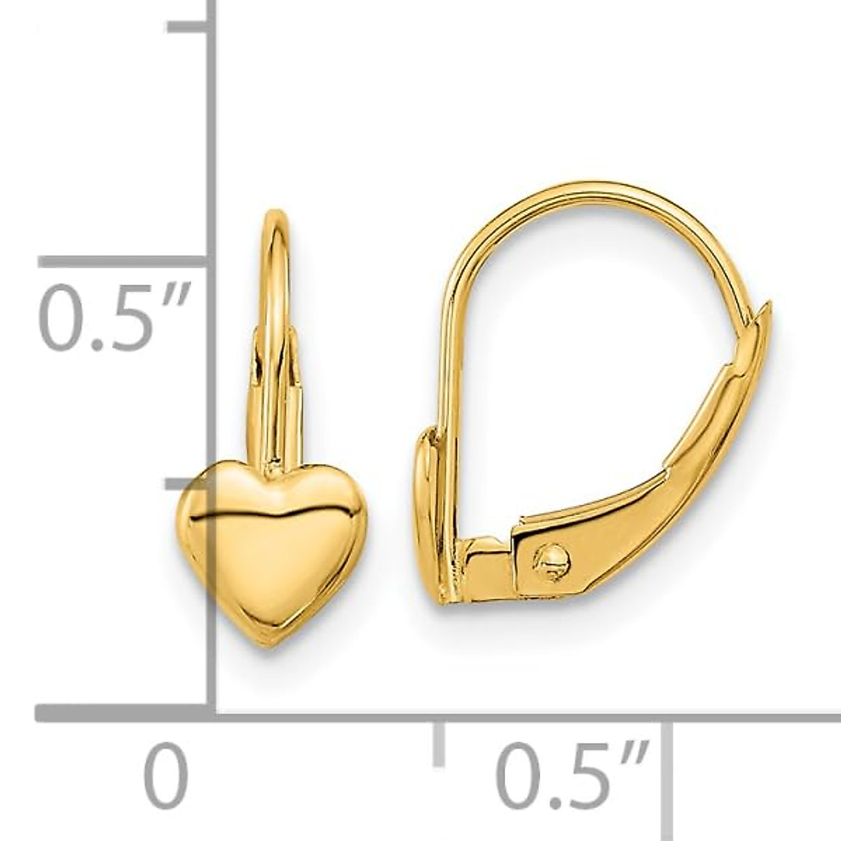 14K Yellow Gold Heart Love Drop Dangle Earrings