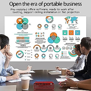 AMOOWA Mini Projector with WIFI and Bluetooth for iphone , 200ANSI DLP Mini Pocket Pico Projector - Built in Rechargeable Battery & Speaker, 1080P Support Portable Wireless LED DLP Movie & Video Gold