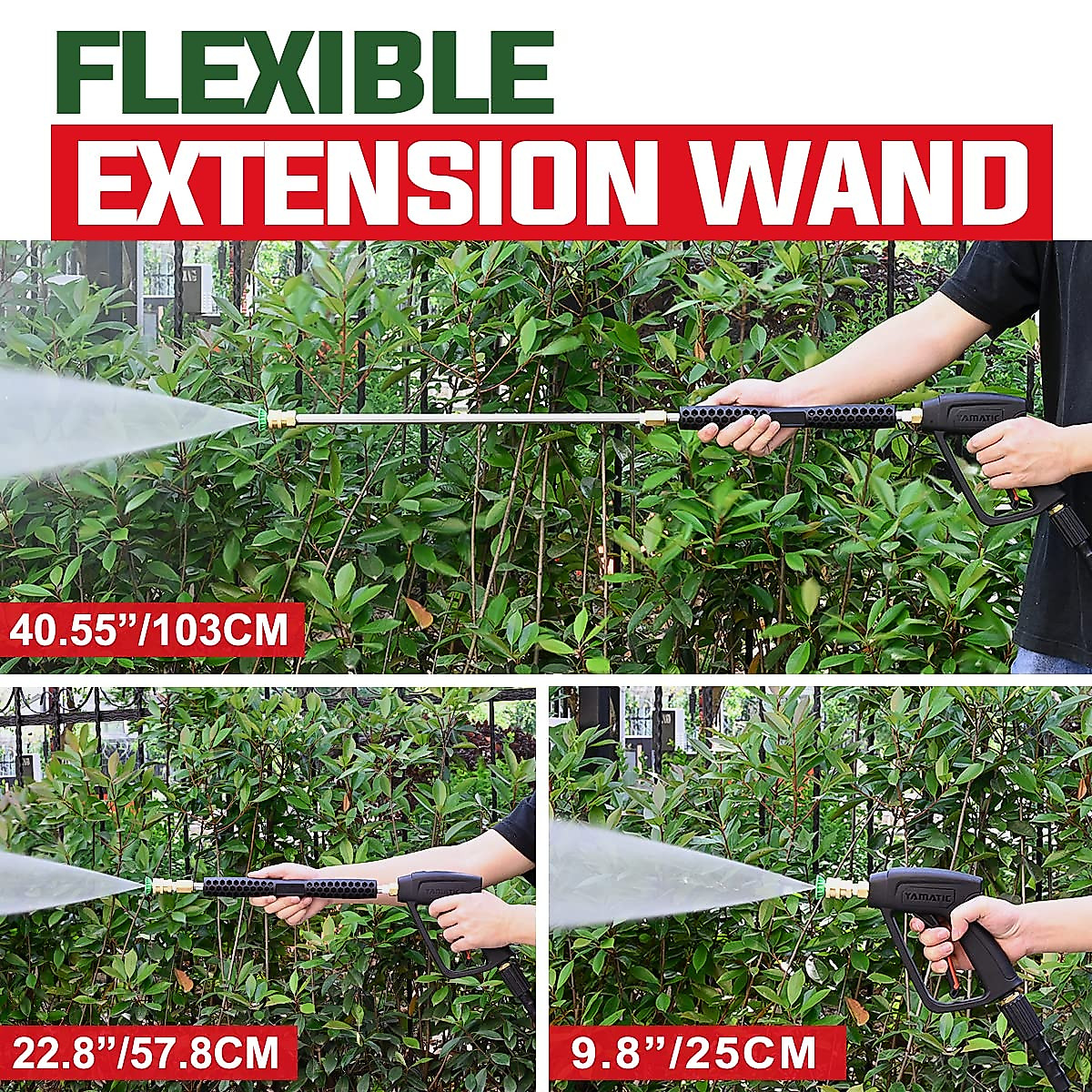 YAMATIC Pressure Washer Gun and Wand with 5 Spray Nozzles, M22-14mm & M22-15mm Fitting Replacement for Ryobi, Karcher, Greenworks, Craftsman, Troy bilt Power Washers, 4000 PSI