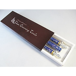 Set 3 Thai Fruit and SOAP Carving Knife Knives Brass Handmade Blue Color