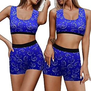 Padaleks Women's Yoga Gym Crop Top Workout Athletic Tank Tops Jogger Shorts Pants Tracksuit 2 Piece Outfits Set