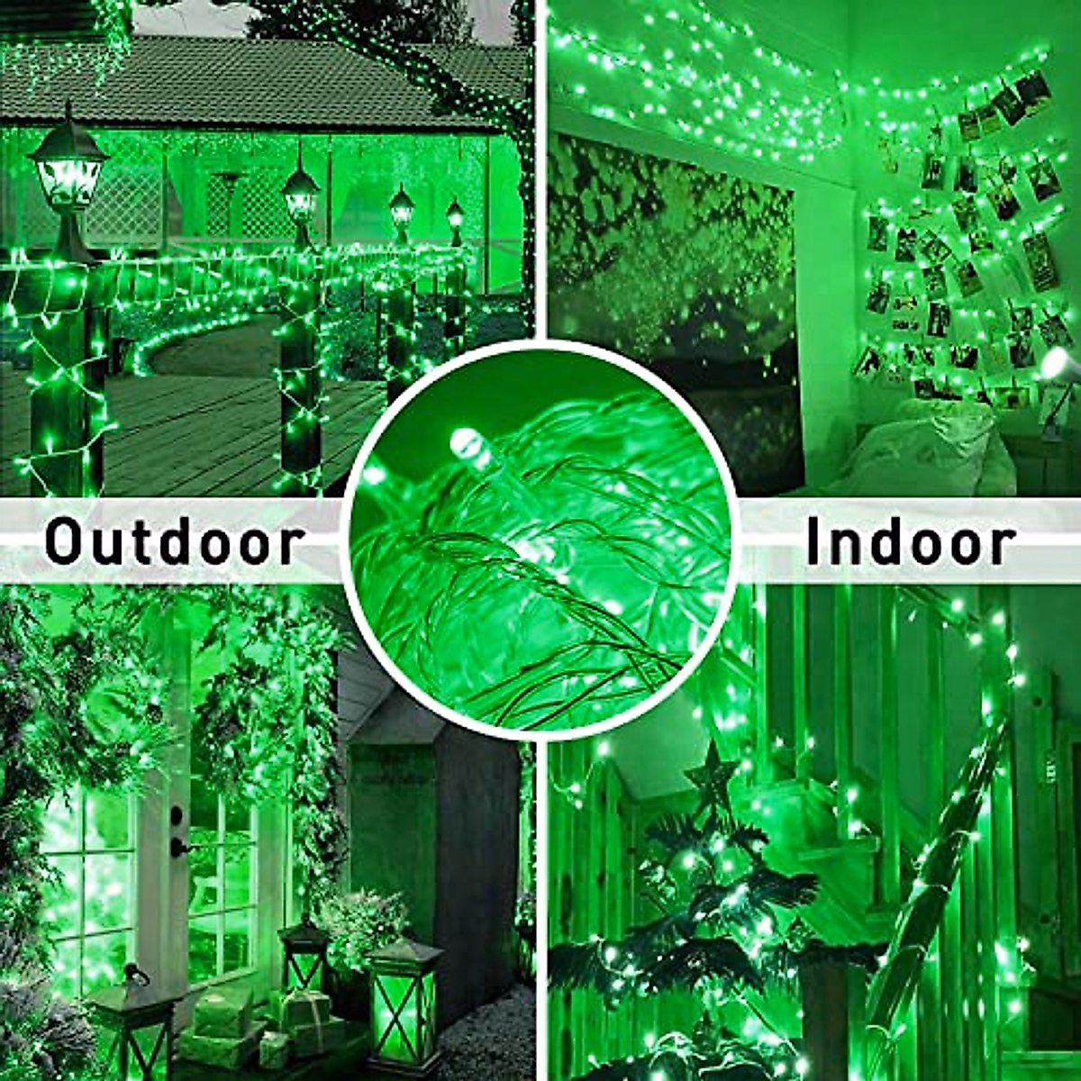 JMEXSUSS 66ft 200 LED Green String Lights Outdoor, Green Christmas Lights Clear Wire, 8 Modes Waterproof St. Patrick's Day Lights Plug in for Tree Garden Party Outdoor Decorations