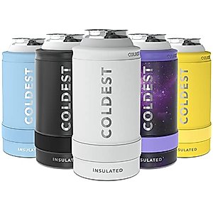 THE COLDEST Skinny Can Cooler - Vacuum Insulated Stainless Steel Slim Can Koozie - Sleeve for All 12oz Cans - Slim Can Holder for Beer, Soda, Hard Seltzer, Energy Drinks & more (Epic White)