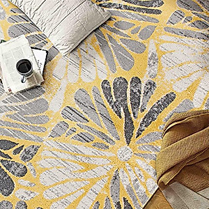 Rugshop Contemporary Circles Stain Resistant High Traffic Living Room Kitchen Bedroom Dining Home Office Area Rug 5'x7' Yellow